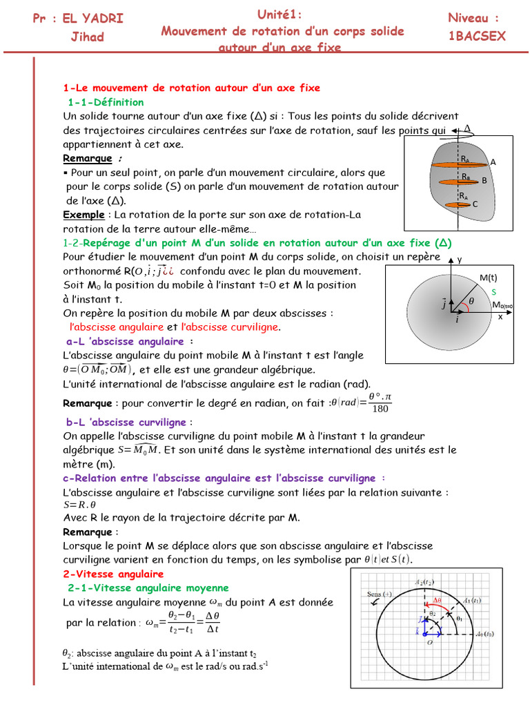 Vitesse et mouvement de rotation | PDF | Mouvement de rotation | Angle