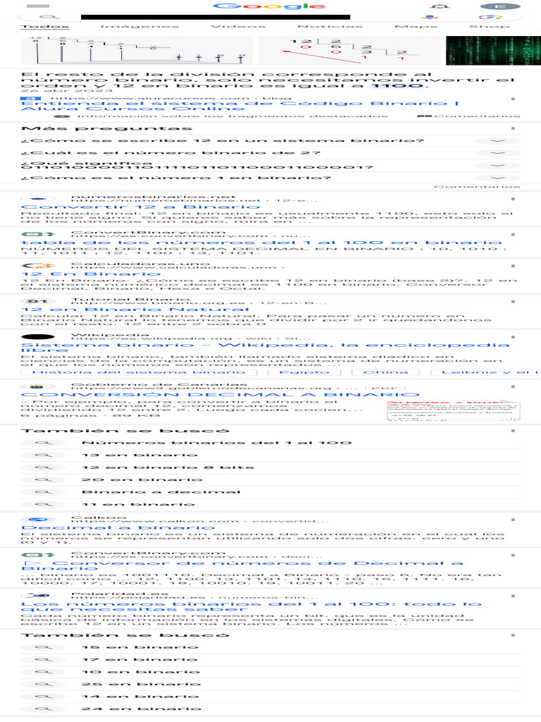 Que Significa 12 en Binario - Buscar Con Google | PDF | Informática ...