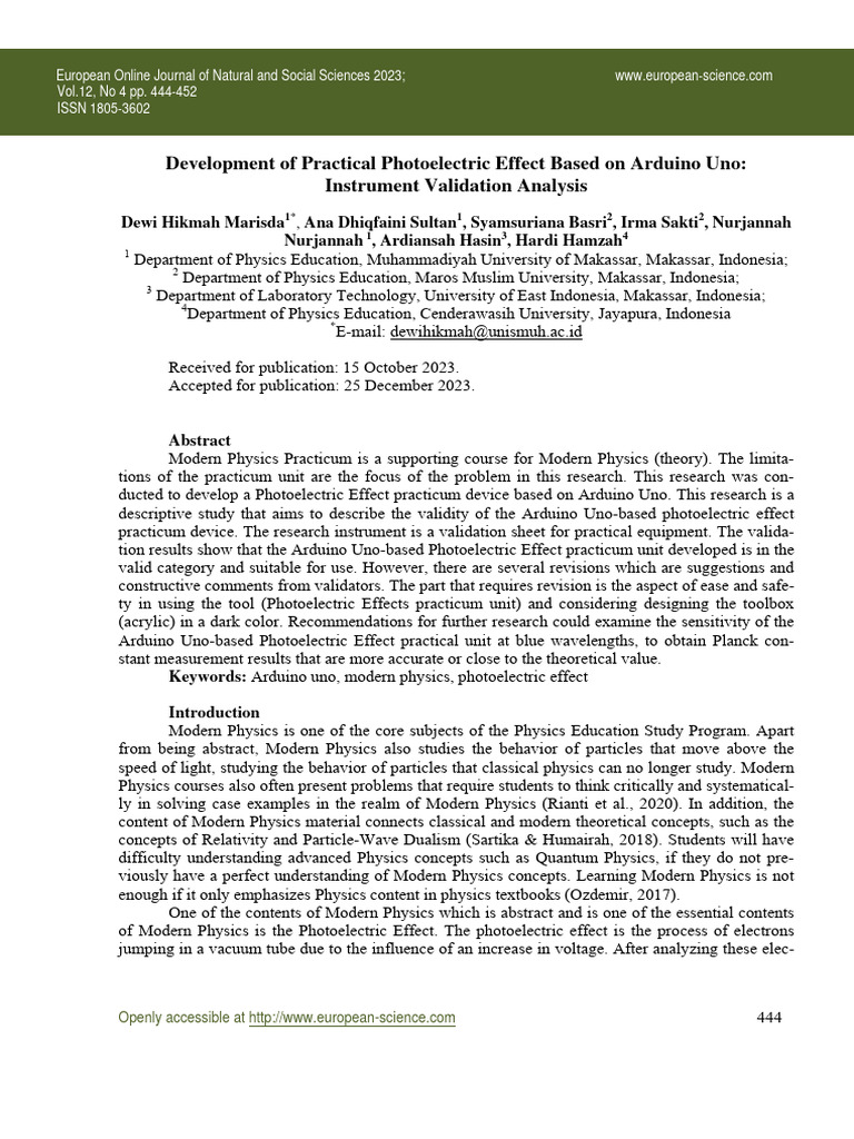 Development of Practical Photoelectric Effect | PDF | Physics | Physical Sciences