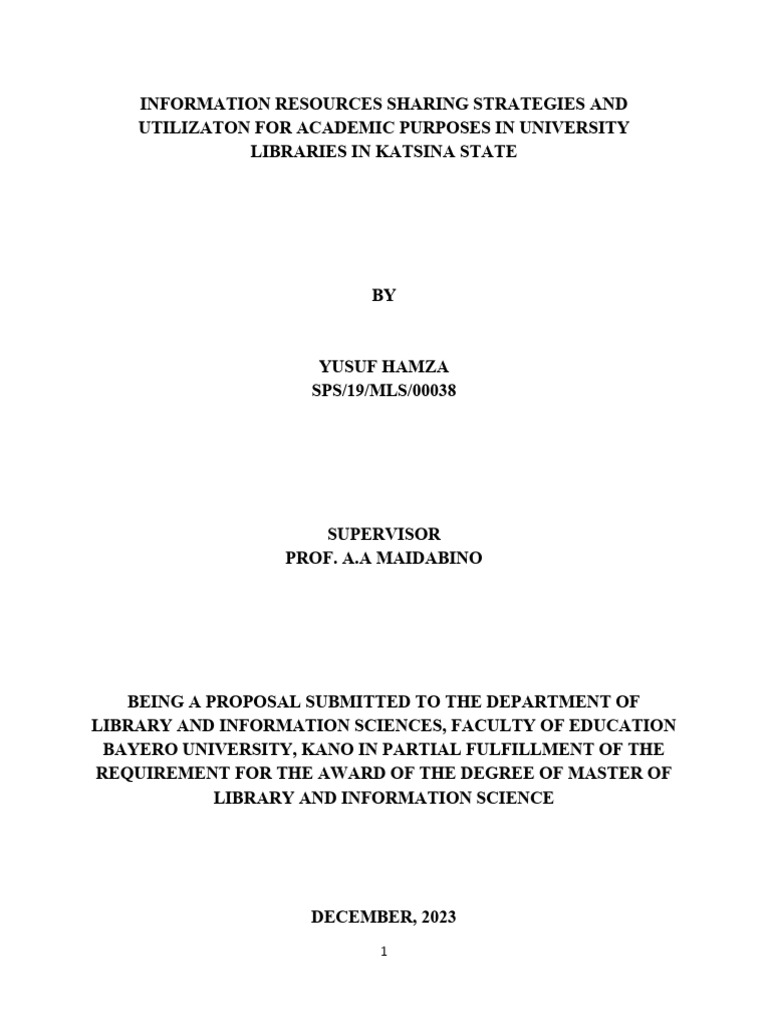 Yusuf Hamza Proposal-Edited | PDF | Libraries | Information