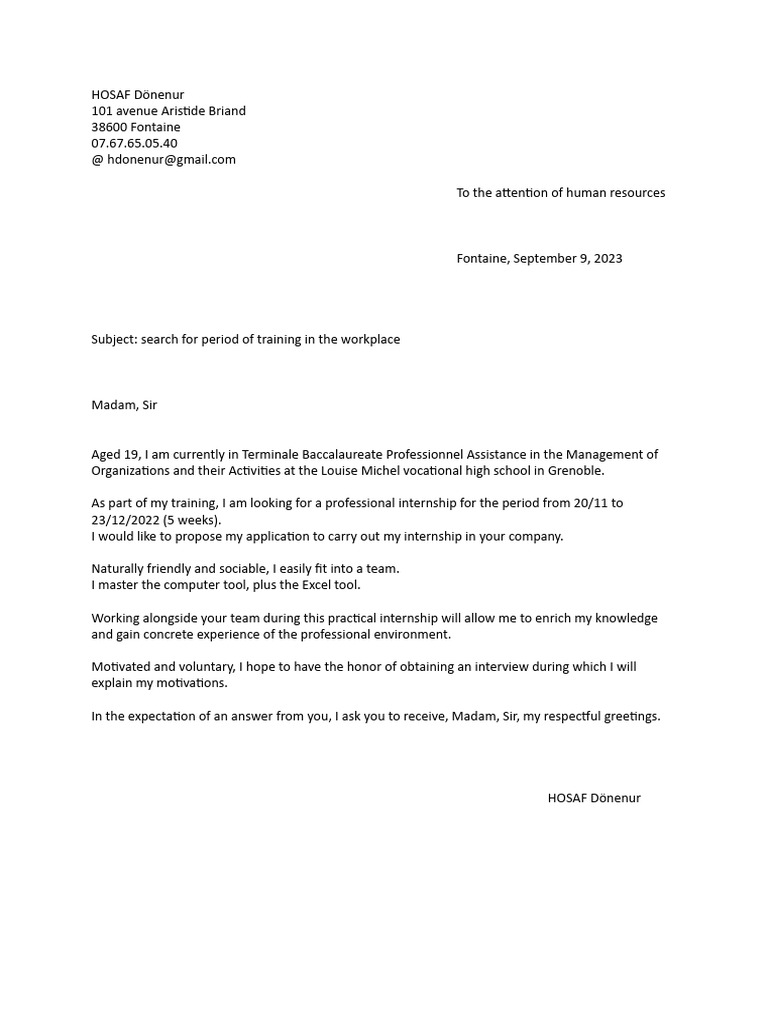 Lettre de Motivation Anglais | PDF
