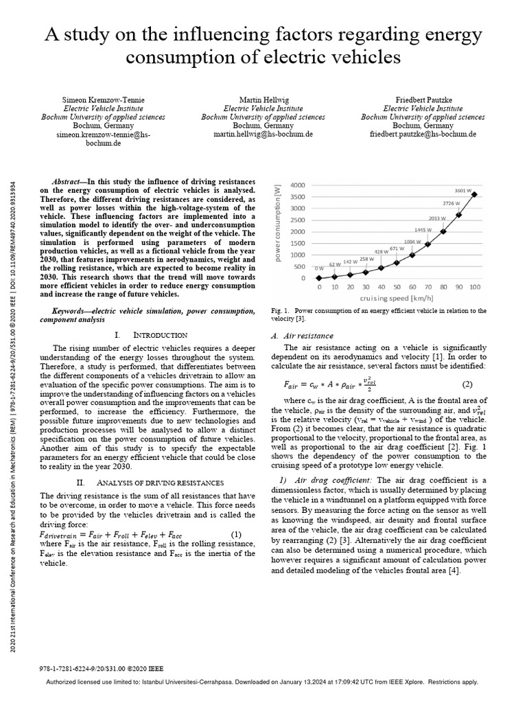 Factors Influencing EV Energy Consumption | PDF | Friction | Force