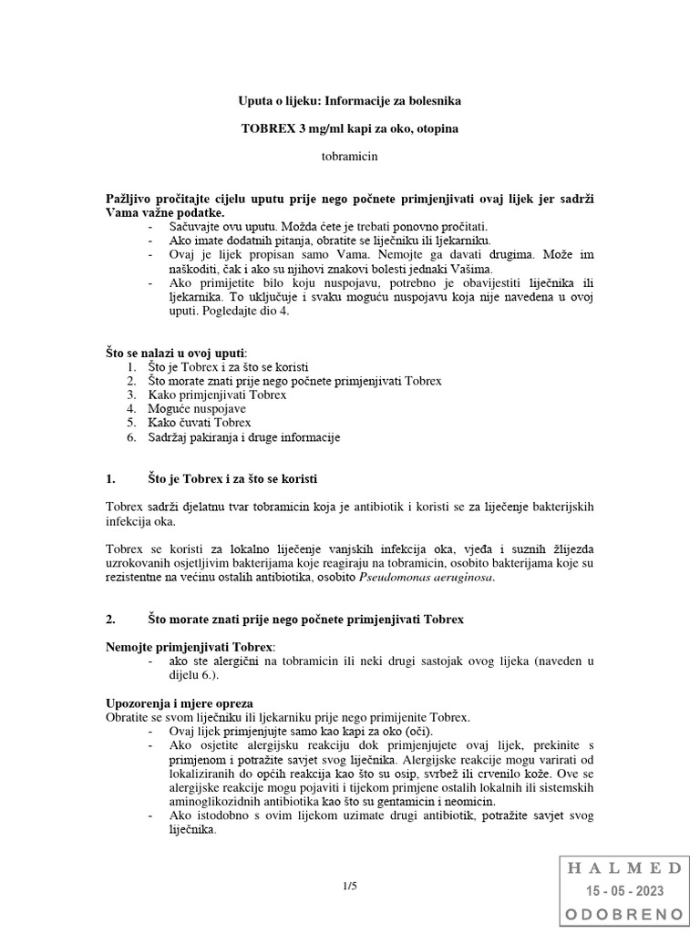 Tobrex Kapi Za Oko Otopina PIL | PDF