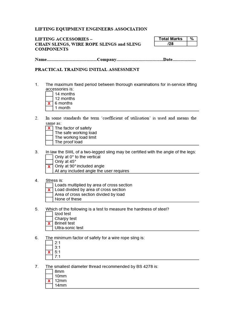 Lifting Accessories Training Assessment | PDF | Mechanical Engineering ...