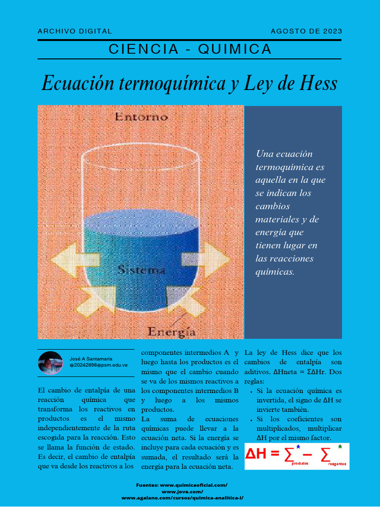 Ley de Hess | Descargar gratis PDF | Entalpía | Química Física