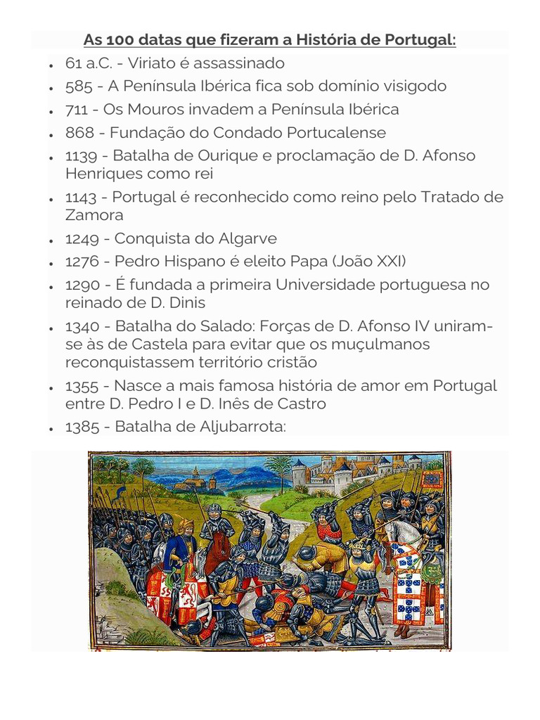 100 Datas Cruciais da História de Portugal | PDF | Portugal