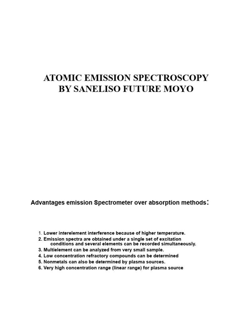 Notes on Atomic Emission Spec | PDF | Emission Spectrum | Spectroscopy