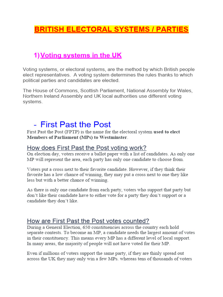 British Electoral Systems - Parties | PDF | Voting | Labour Party (Uk)