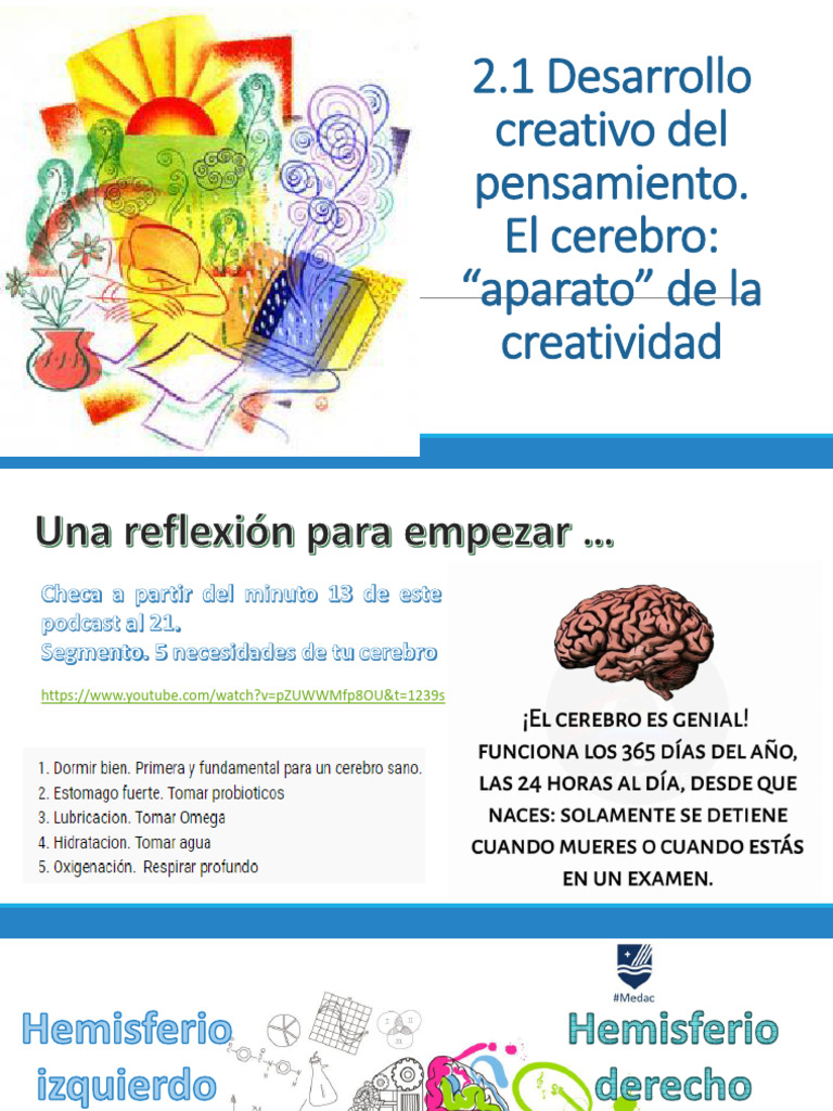 2.1 Desarrollo Crreativo Del Pensamiento. El Cerebro | PDF ...