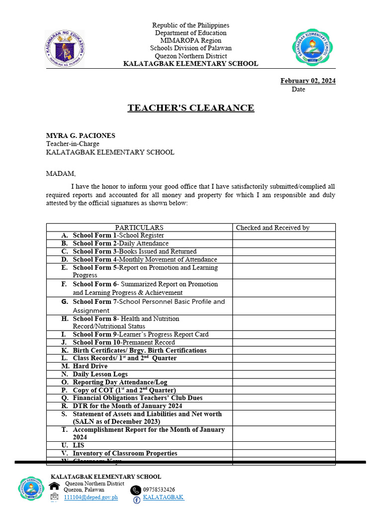 Teachers Clearance | PDF