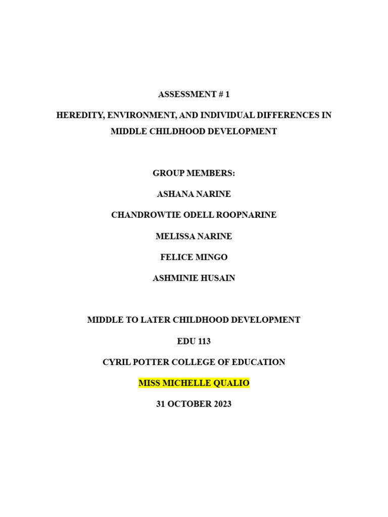 Assessment | PDF | Child Development | Nature Versus Nurture