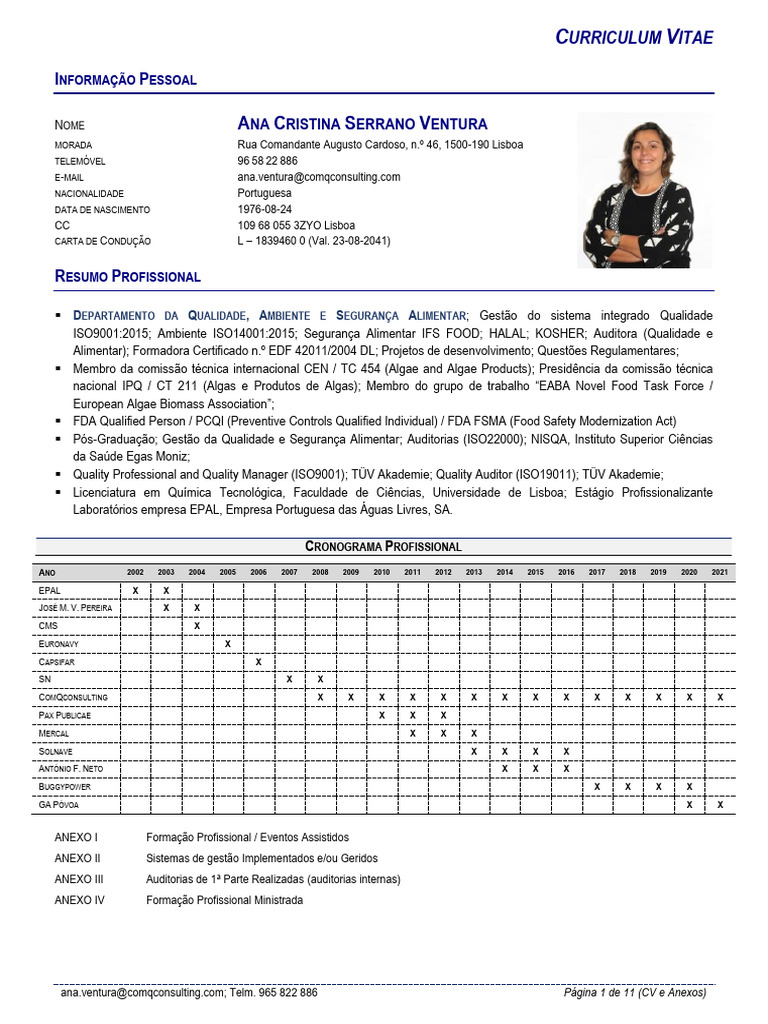 CV Detalhado_Ana Ventura_MAR 2021 | PDF | Setor terciário da economia | Análise de perigos e ...