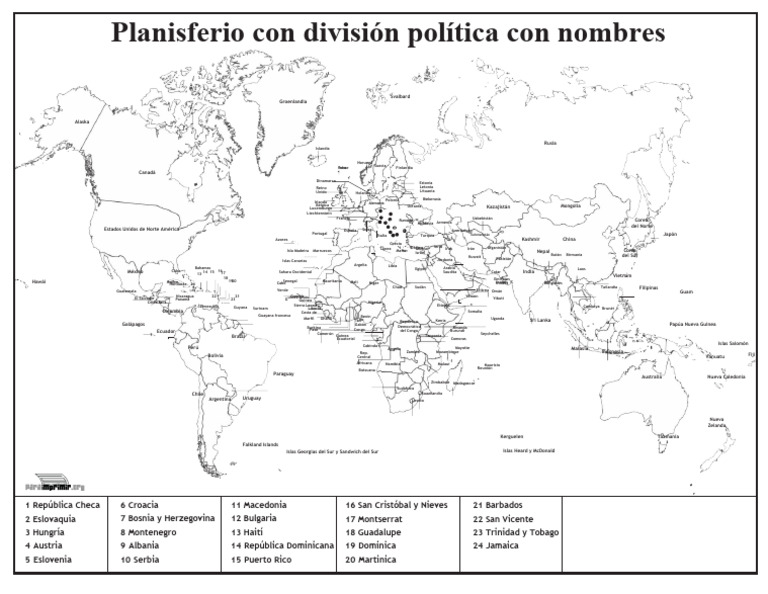 Mapa Mundi con División Política y Nombres | PDF | África