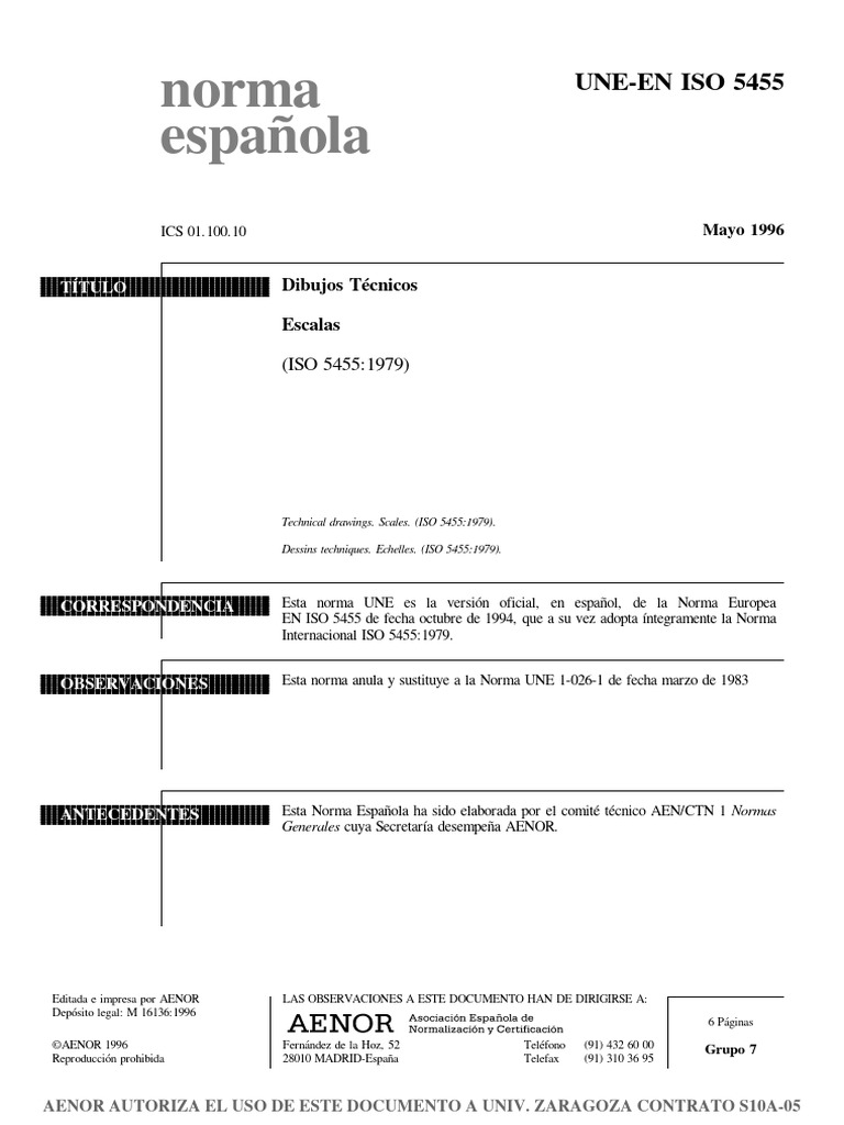 Une en Iso 5455 1996 | PDF | Europa | Estandarización Une en Iso 5455 1996 | PDF | Europa | Estandarización