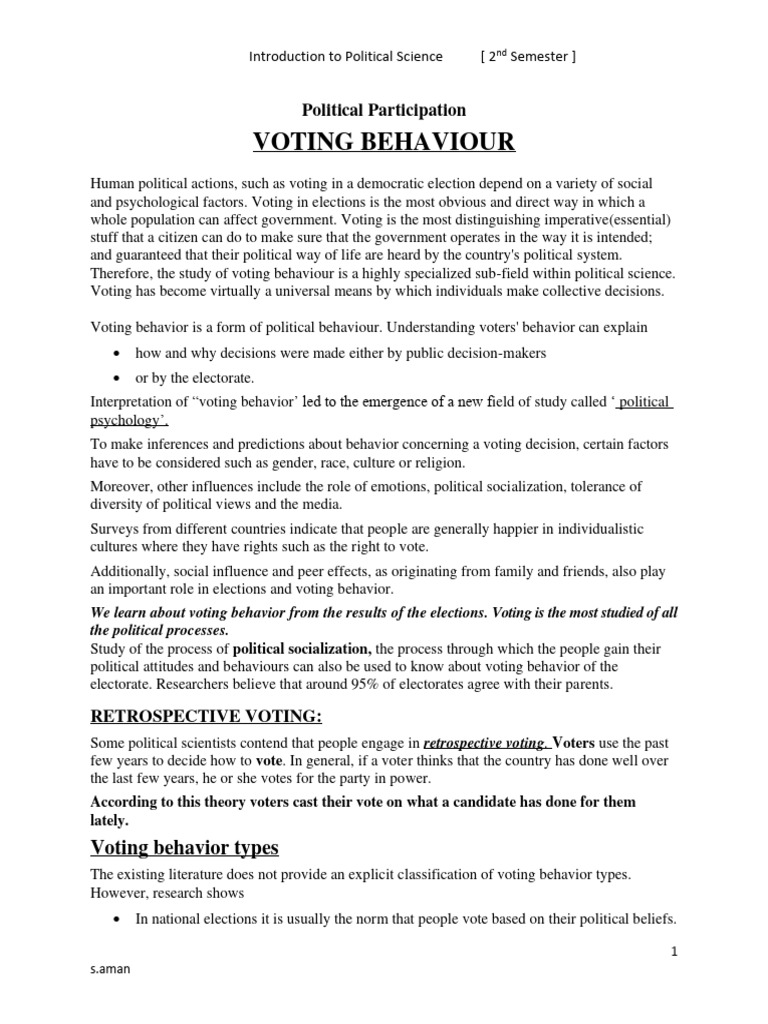 3.voting Behaviour | PDF | Psychology | Psychological Concepts
