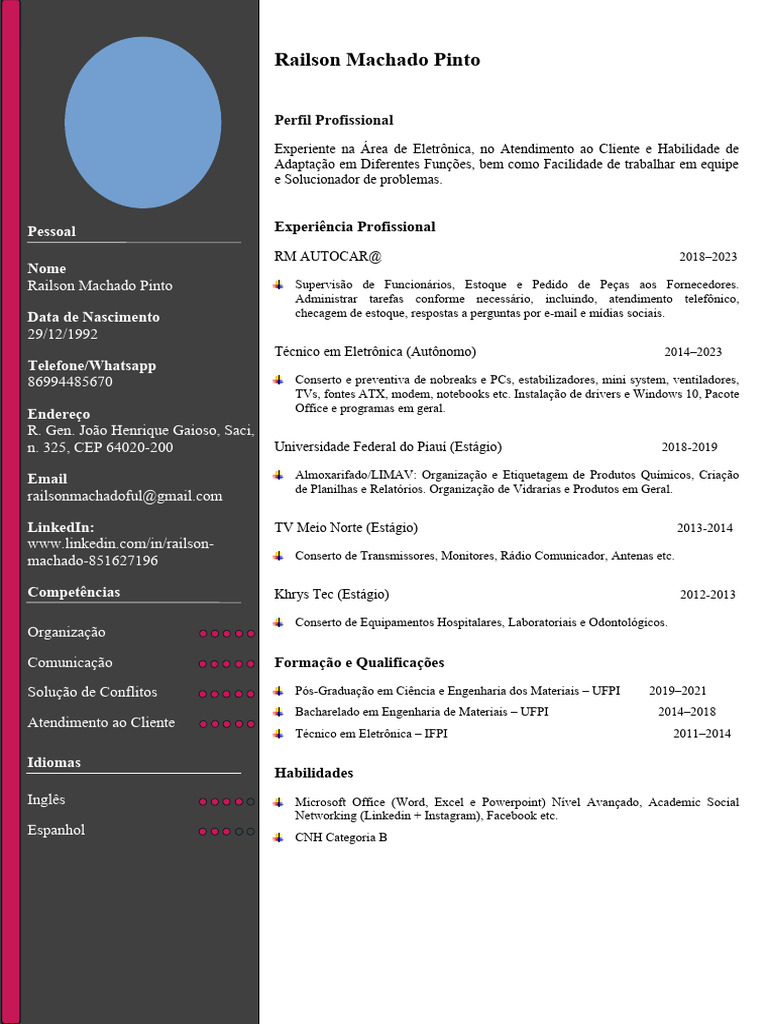 Currículo Railson 2023 Atualizada | PDF | Programas | Informática