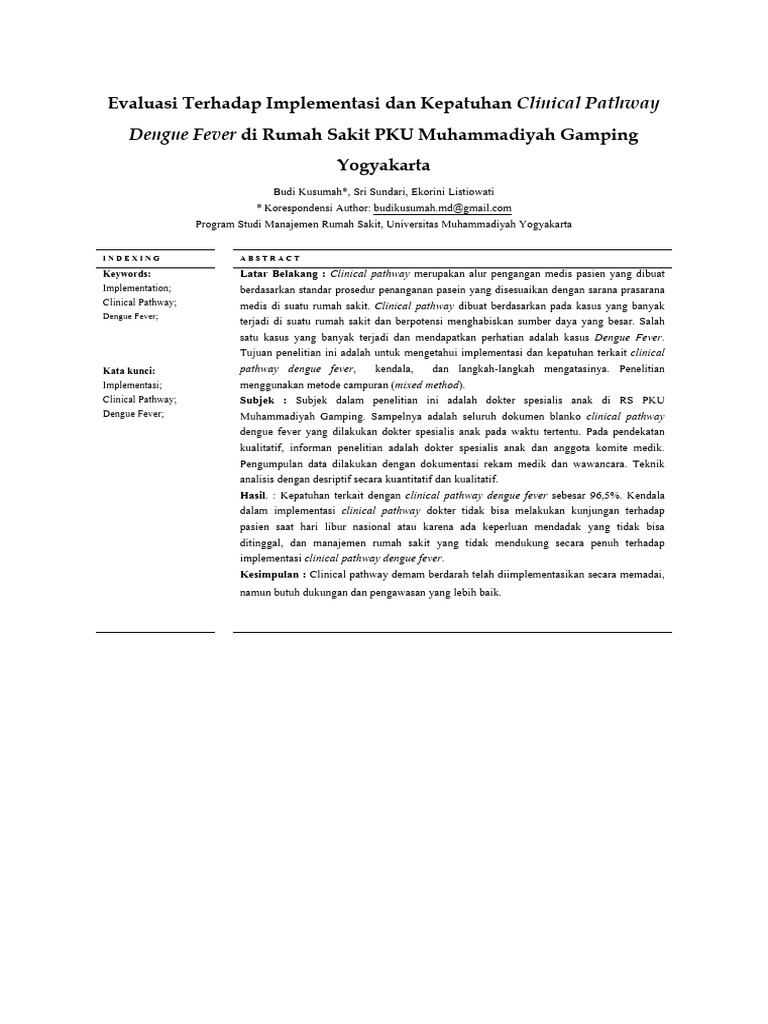 Evaluasi Clinical Pathway Demam Dengue | PDF
