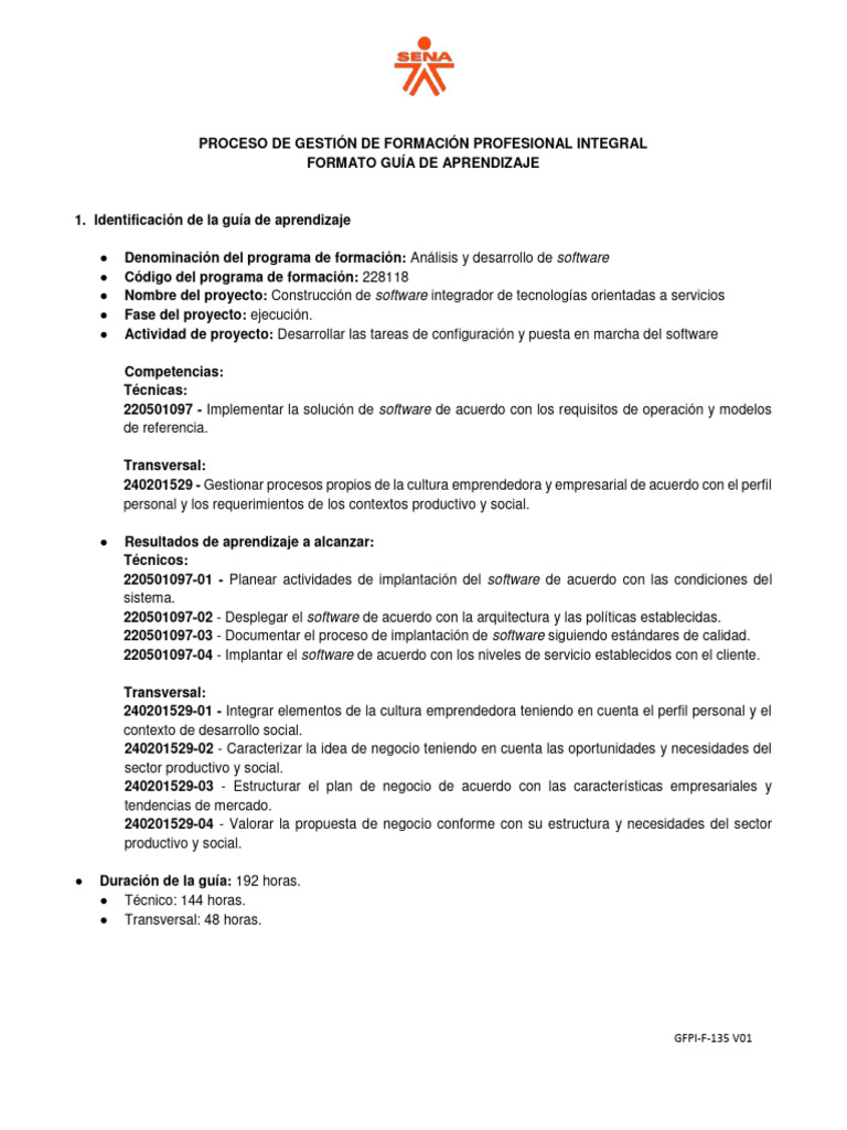 Guia Aprendizaje 10 | PDF | Software | Iniciativa empresarial