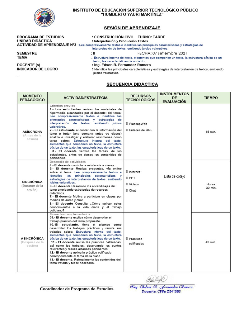 Nº 3ra. SESIÓN DE APRENDIZAJE_ Interpretacion y Produccion de Textos | PDF | Maestros ...