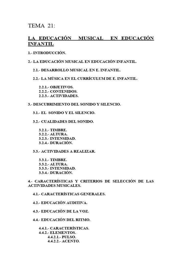 TEMA 21:: La Educación Musical en Educación Infantil | PDF | Ritmo | Sonido