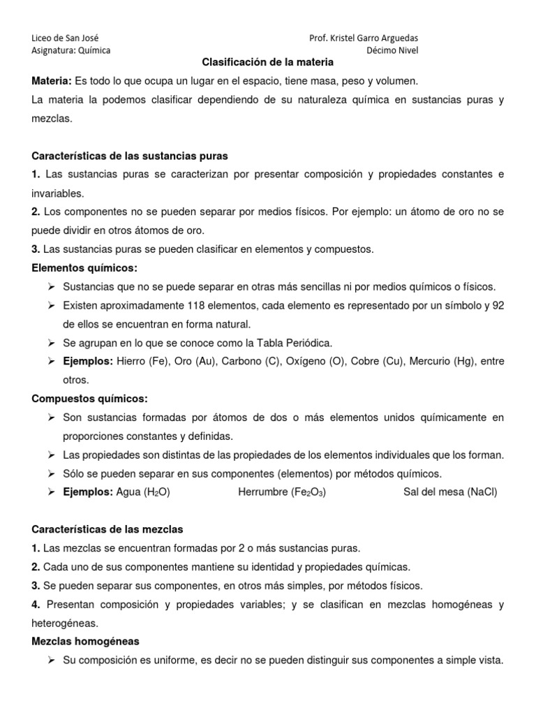 Clasificacion de La Materia | PDF | Mezcla | Drogas
