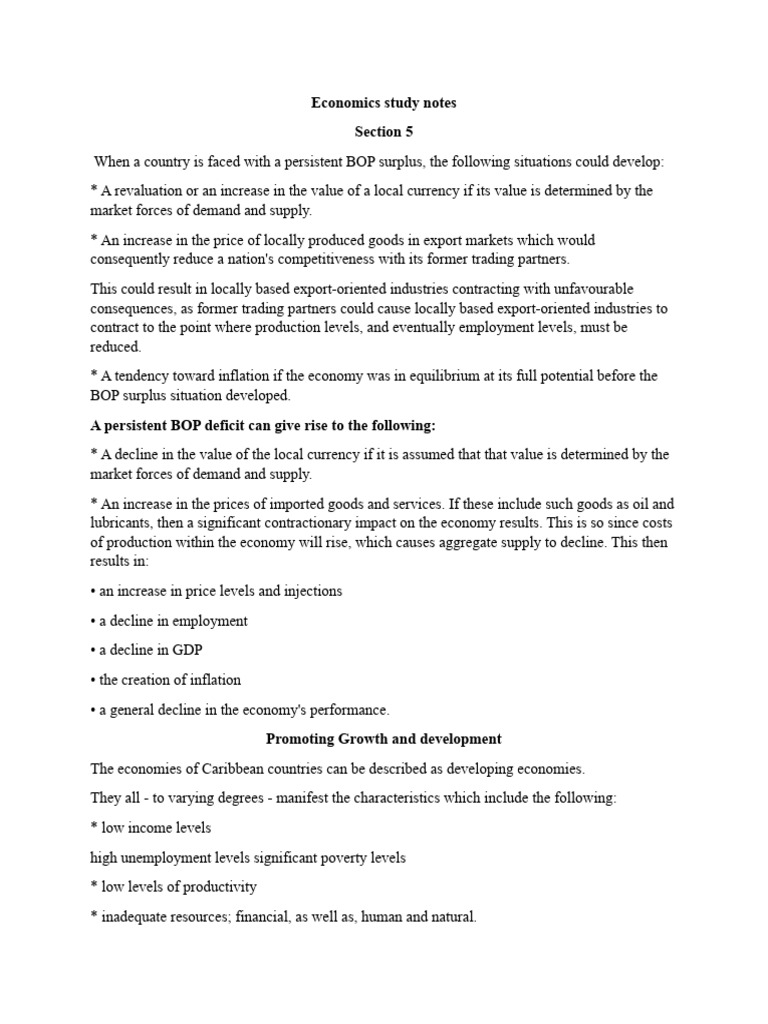 Economics Study Notes | PDF | Government Budget Balance | Economic Growth