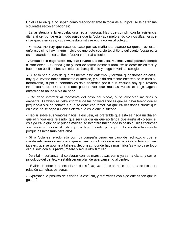 Cómo ayudar a niños con fobia escolar | PDF | Fobia