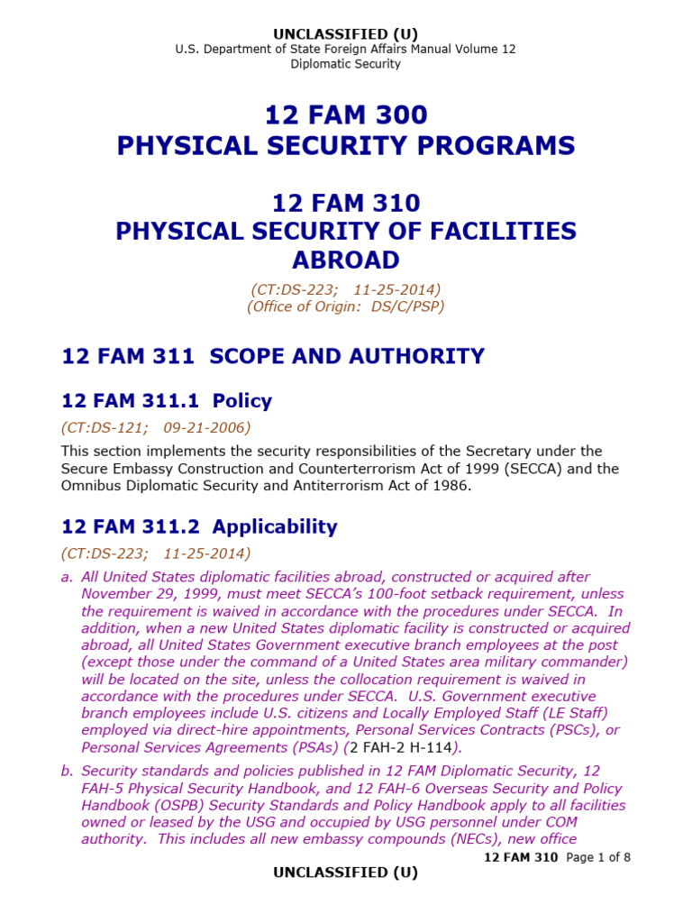 12 Fam 300 Physical Security Programs | PDF | United States Department ...