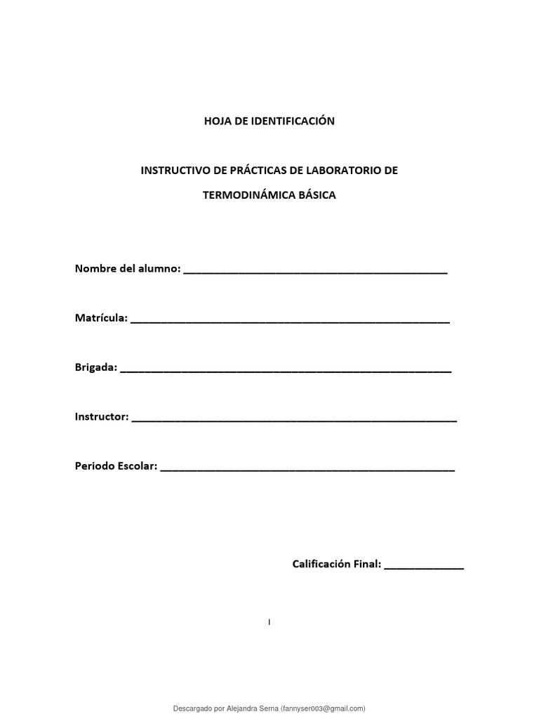 Práctica 1 Termo | PDF | Laboratorios | Termodinámica