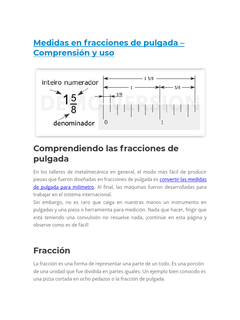 Medidas en Fracciones de Pulgada | PDF | Números | Notación