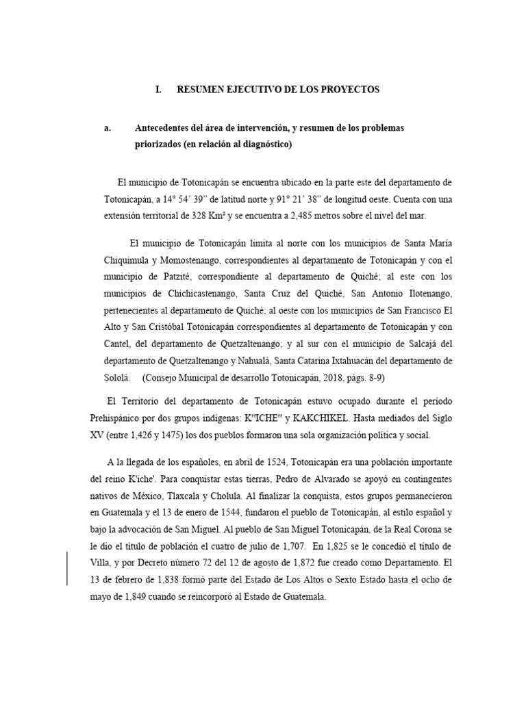 Resumen Ejecutivo de Los Proyectos Epsum | PDF | Ciencias sociales ...