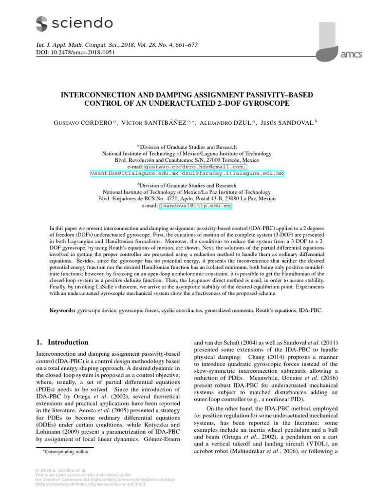 Interconnection and Damping Assignment Passivity-B | PDF | Lagrangian Mechanics | Applied And ...
