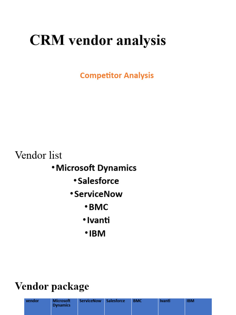 CRM Vendor Analysis | PDF | Customer Relationship Management | Cloud Computing