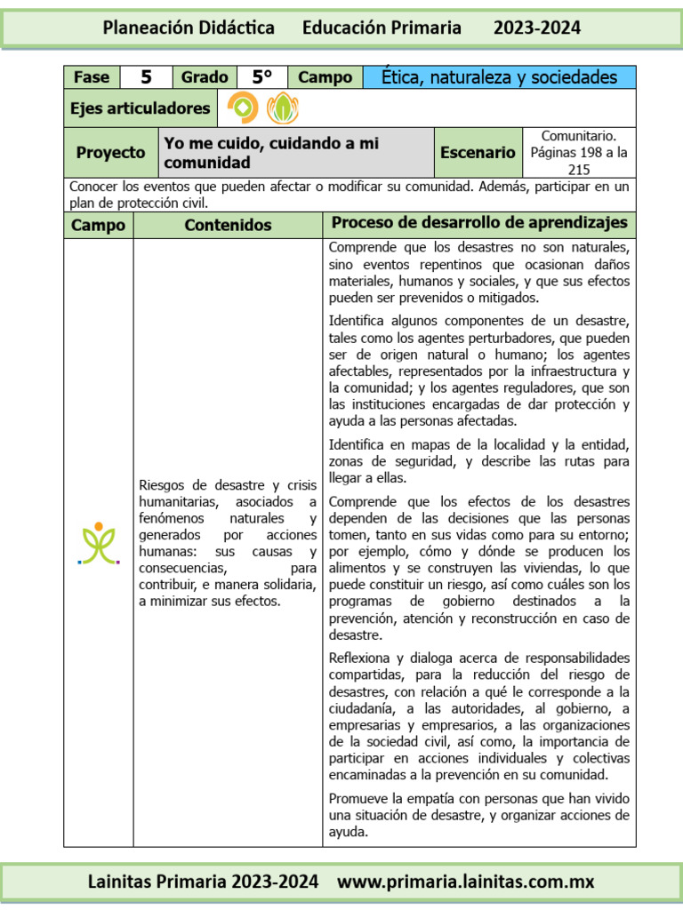 5to Grado Enero - 01 Yo Me Cuido, Cuidando A Mi Comunidad (2023-2024) | PDF | Temblores ...