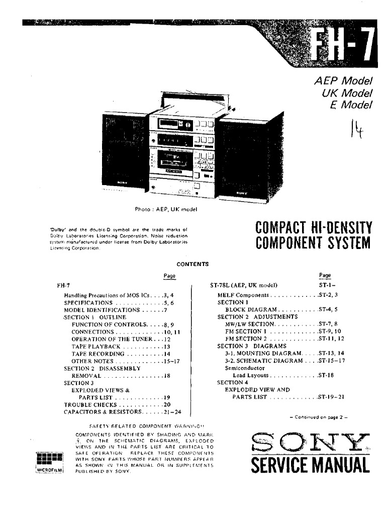 Sony fh7 Service Manual | PDF