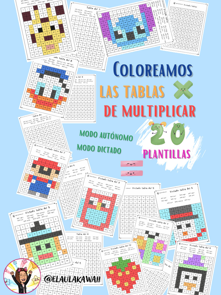 Coloreamos Las Tablas de Multiplicar - @elaulakawaii | PDF | Diseño ...