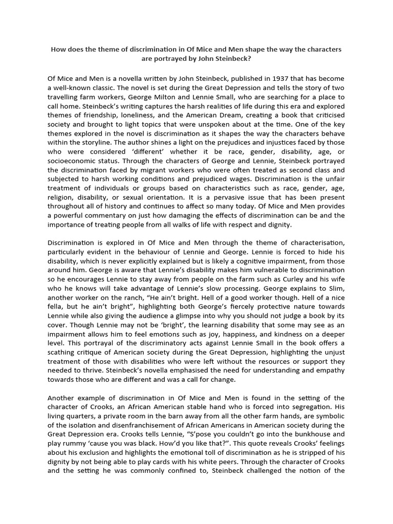 Discrimination in Of Mice and Men | PDF | Social Science