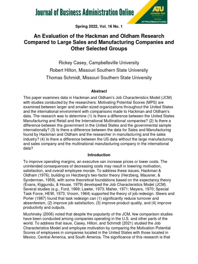 03 Casey Hilton Schmidt | PDF | Job Satisfaction | Statistical Significance