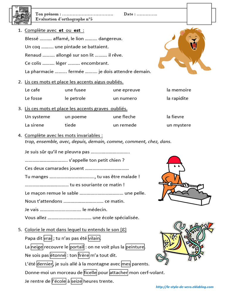 Orthographe Eval 5 Ce1 2011 | PDF