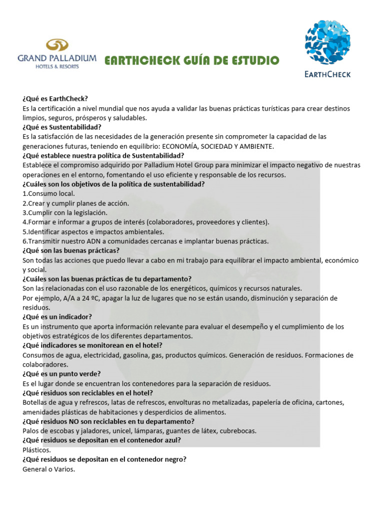 Guia de Estudio Earth Check | Descargar gratis PDF | Residuos ...