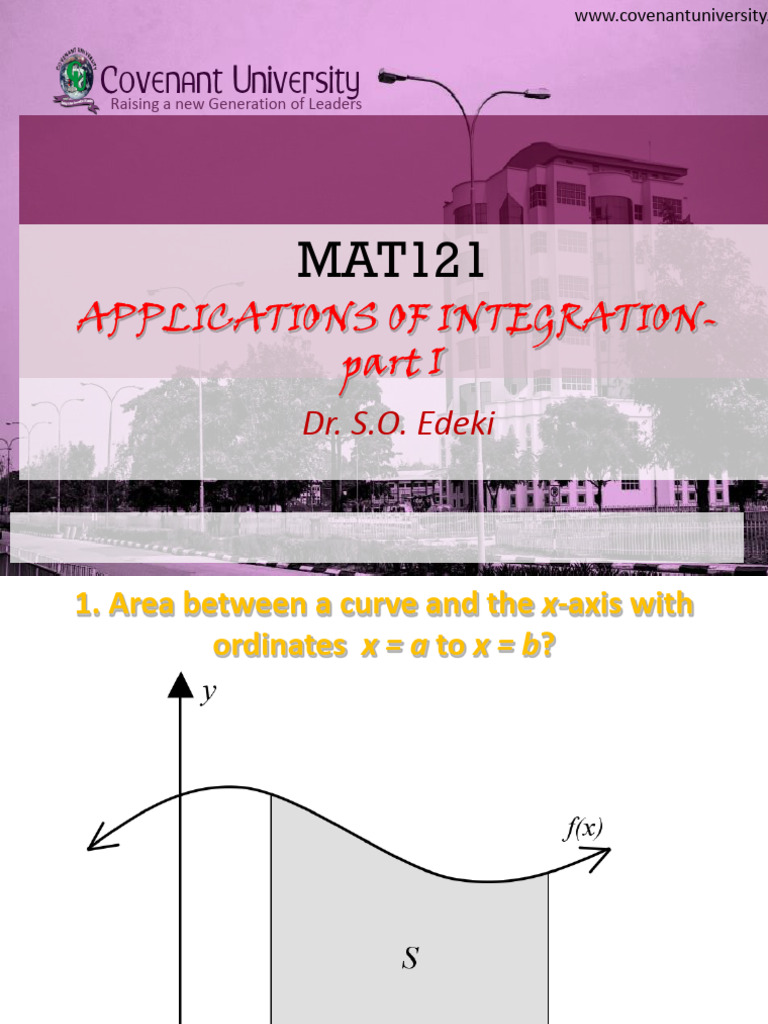MAT121 Integration appln-Part1-AREAS SOE 2019 | PDF | Area | Geometry