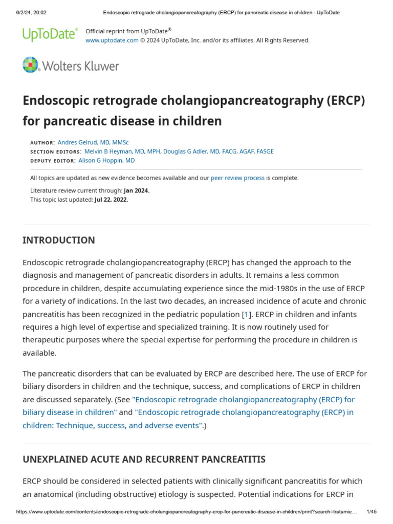 Endoscopic Retrograde Cholangiopancreatography (ERCP) For Pancreatic ...