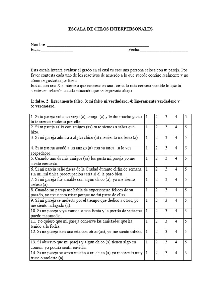 Escala de Celos Interpersonales | PDF