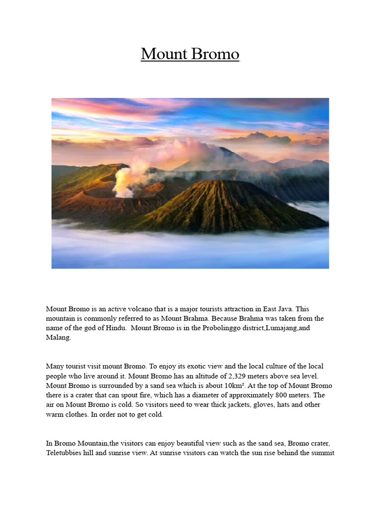Descriptive text about Bromo Mountain | PDF