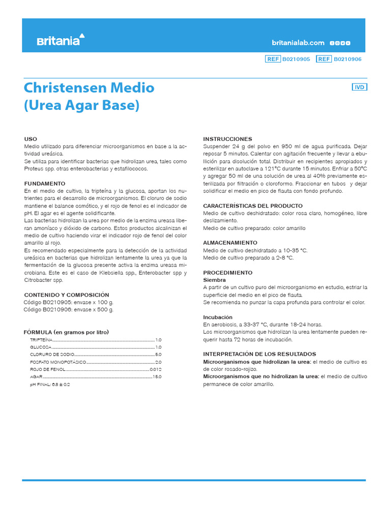 Urea Agar y Citrato Agar: Diferenciación Microbiana | PDF | Esterilización (Microbiología) | Sal ...