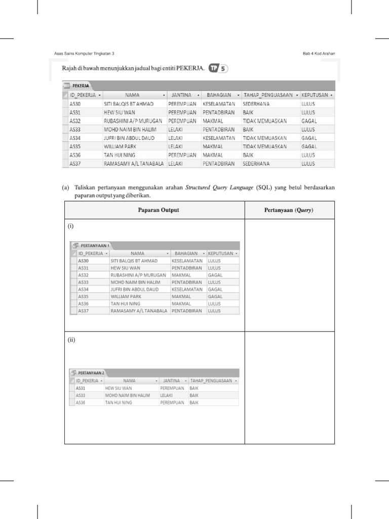 Latihan ASK T3 SQL Ralat Dan Pernyataan SQL Edited | PDF