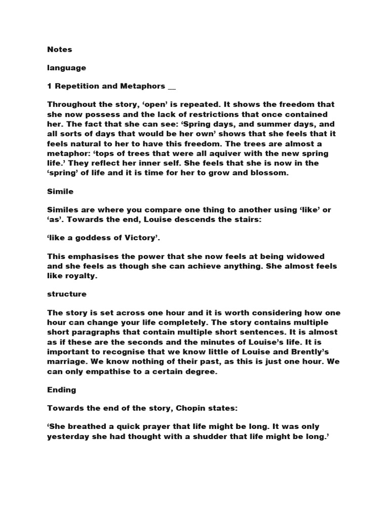 "Analyzing Freedom in Mrs. Mallard's Story" | PDF