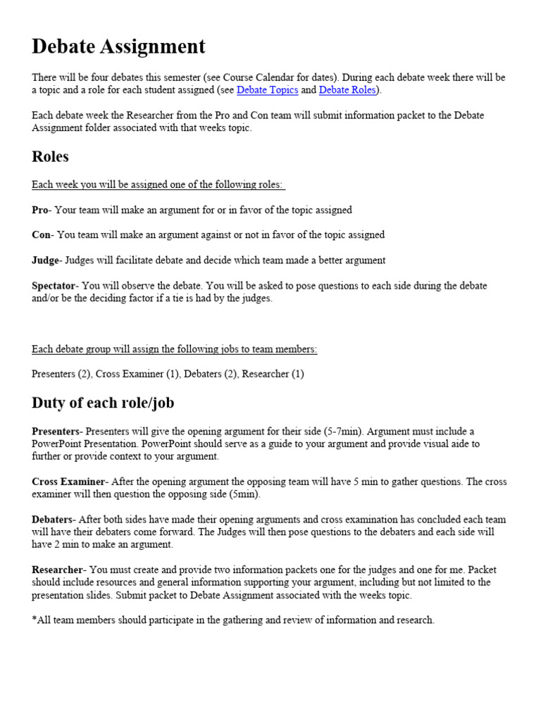 Debate Assignment | Download Free PDF | Human Communication