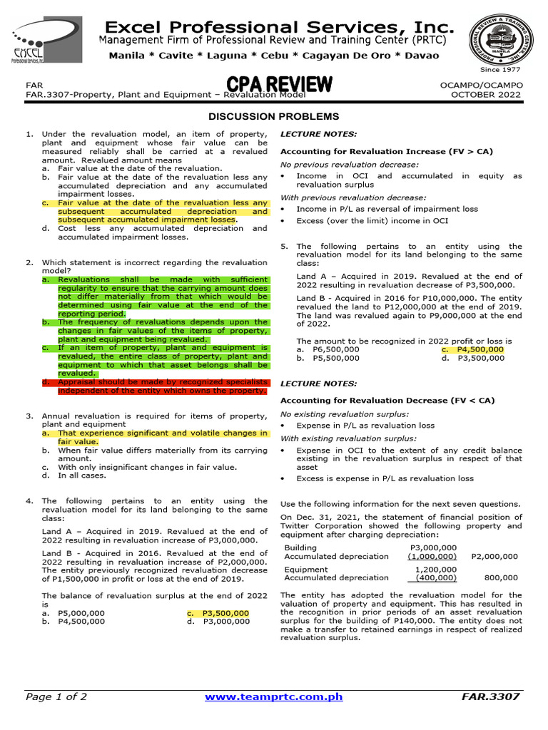 Revaluation Model for Property, Plant, Equipment | PDF | Fair Value ...