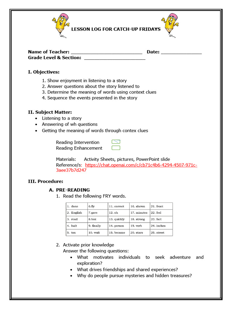 February 2 English Sequencing of Events | PDF